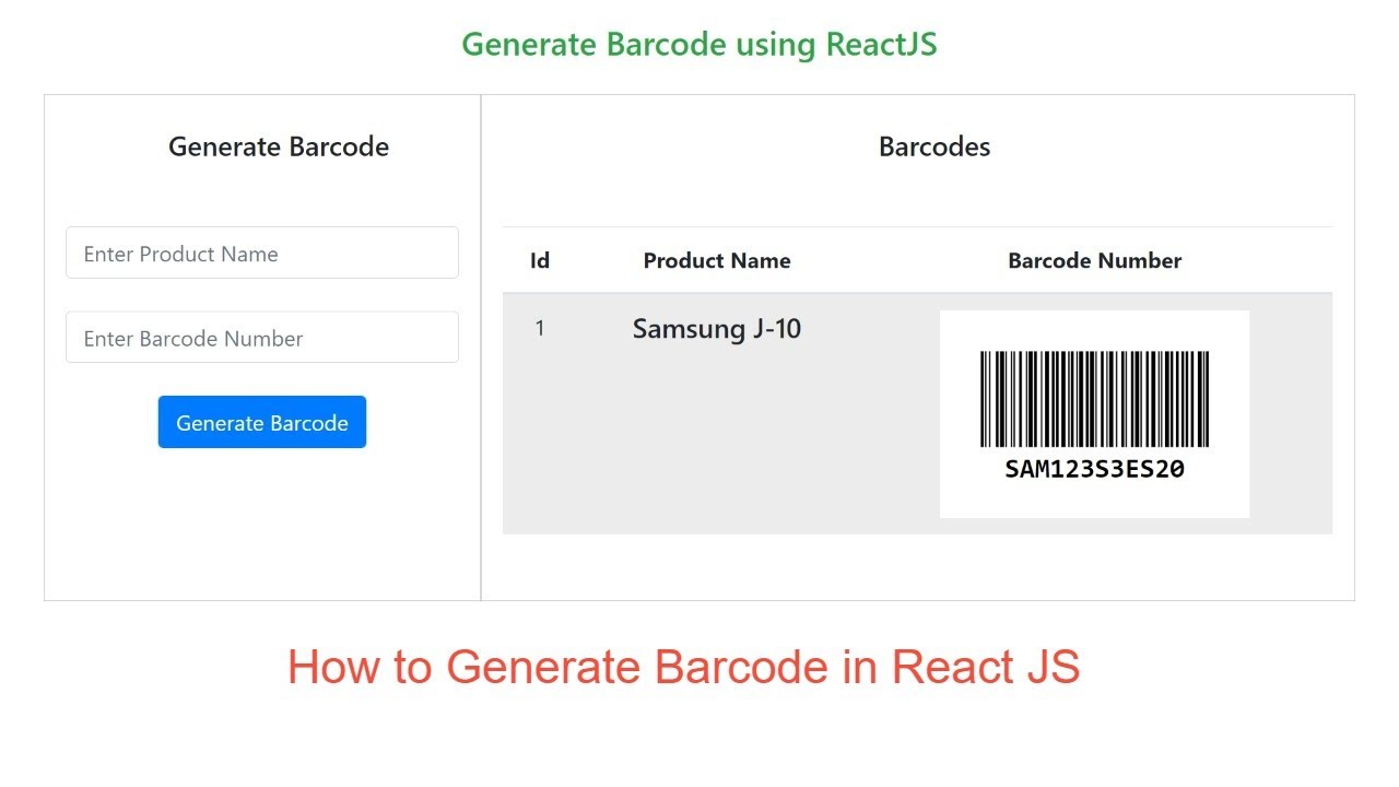 How to Generate Barcode using React JS | How to make Barcode in ReactJS | Learn Advance ReactJS