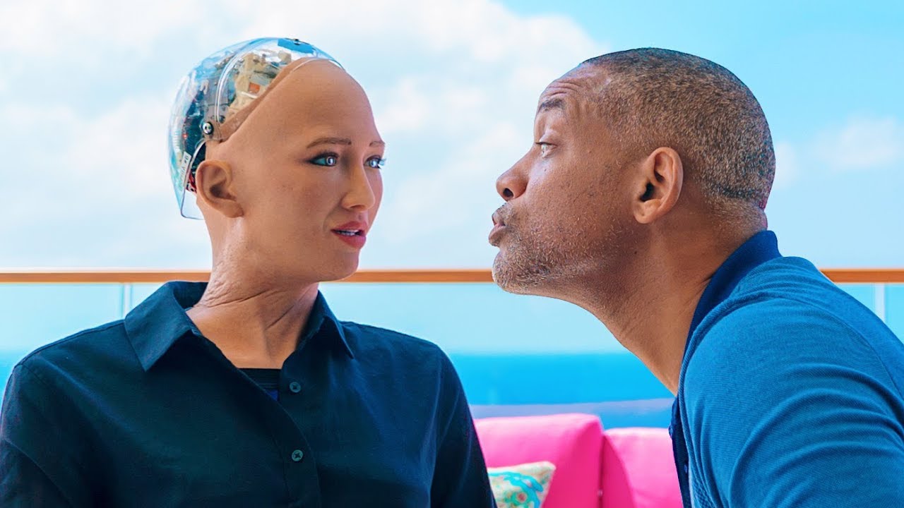Will Smith en una estrambótica cita con la robot Sophia, que parece más ...