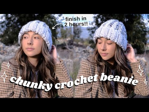 crochet chunky beanie tutorial | easy fitted beanie pattern for beginners! ๐ค