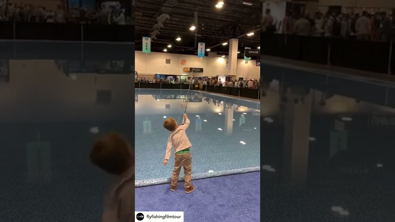 Tell me this kids is a boss at fly fishing