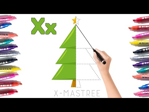 Coloring ,x-mas tree , x-ray fish , xylophone, x-ray | Words Start With x | how to draw x for x-ray