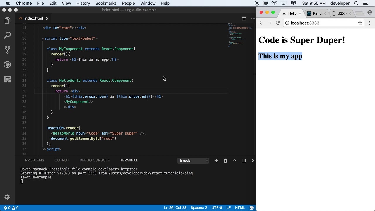 React | Your First React Component | Hello World