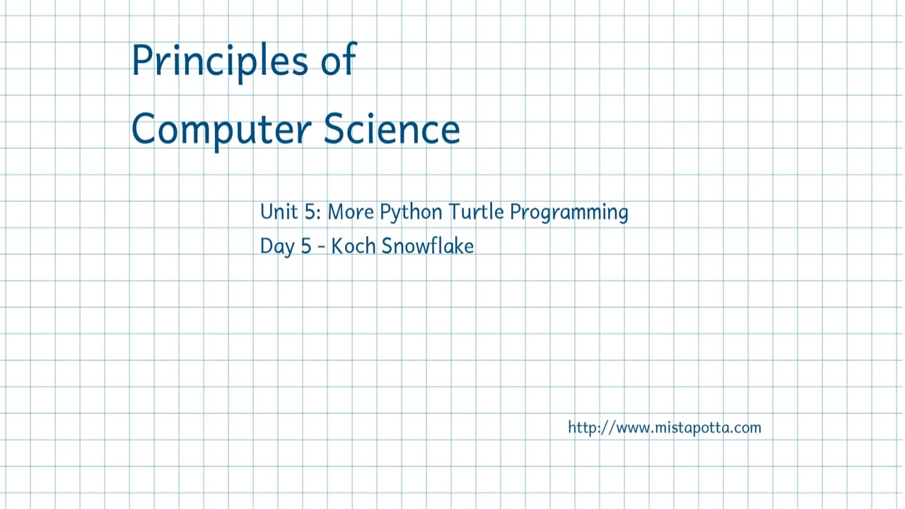 CS Principles - Unit 5 Day 5 - Koch's Snowflake in Turtle Graphics