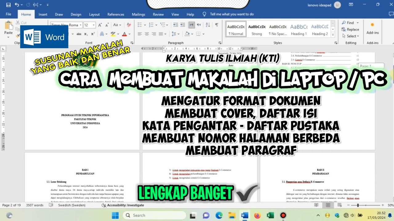 CARA MEMBUAT MAKALAH DI LAPTOP MENGGUNAKAN MICROSOFT WORD || MAKALAH YANG BAIK DAN BENAR