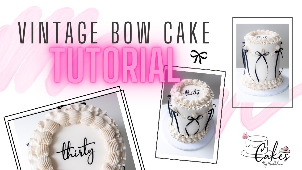 Vintage Cake Tutorial with Black Bows | Elegant Piping + Ruffle Borders
