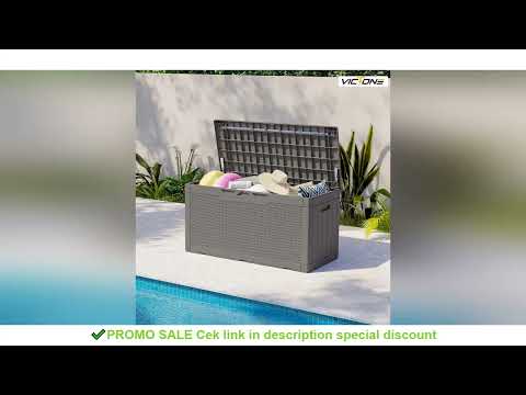 Victone 100 Gallon Resin Deck Box, Waterproof Large Outdoor Storage Box with Padlock for Patio Furni