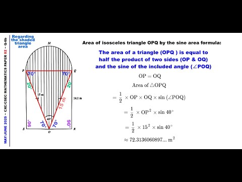 (MJ 2025) Triangle Area Using Sine Formula ~ Portion of Q6b ~ Paper2-CSEC-MATHS-683