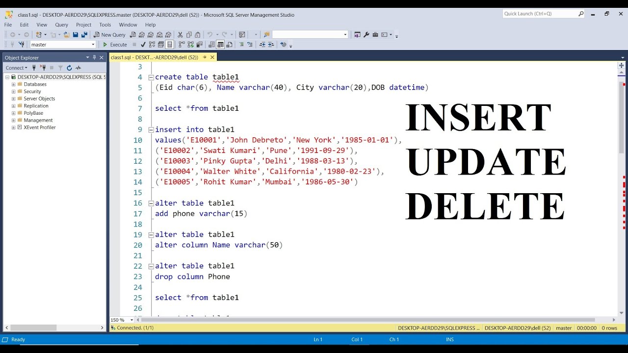 SQL For Data Science Class 1: Mastering DML| INSERT, UPDATE, DELETE Operations in SQL