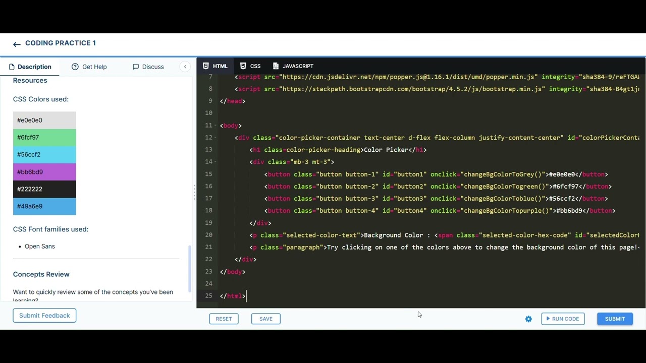 JavaScript | Coding Practice-1 | Color Picker | NxtWave CCBP 4.0