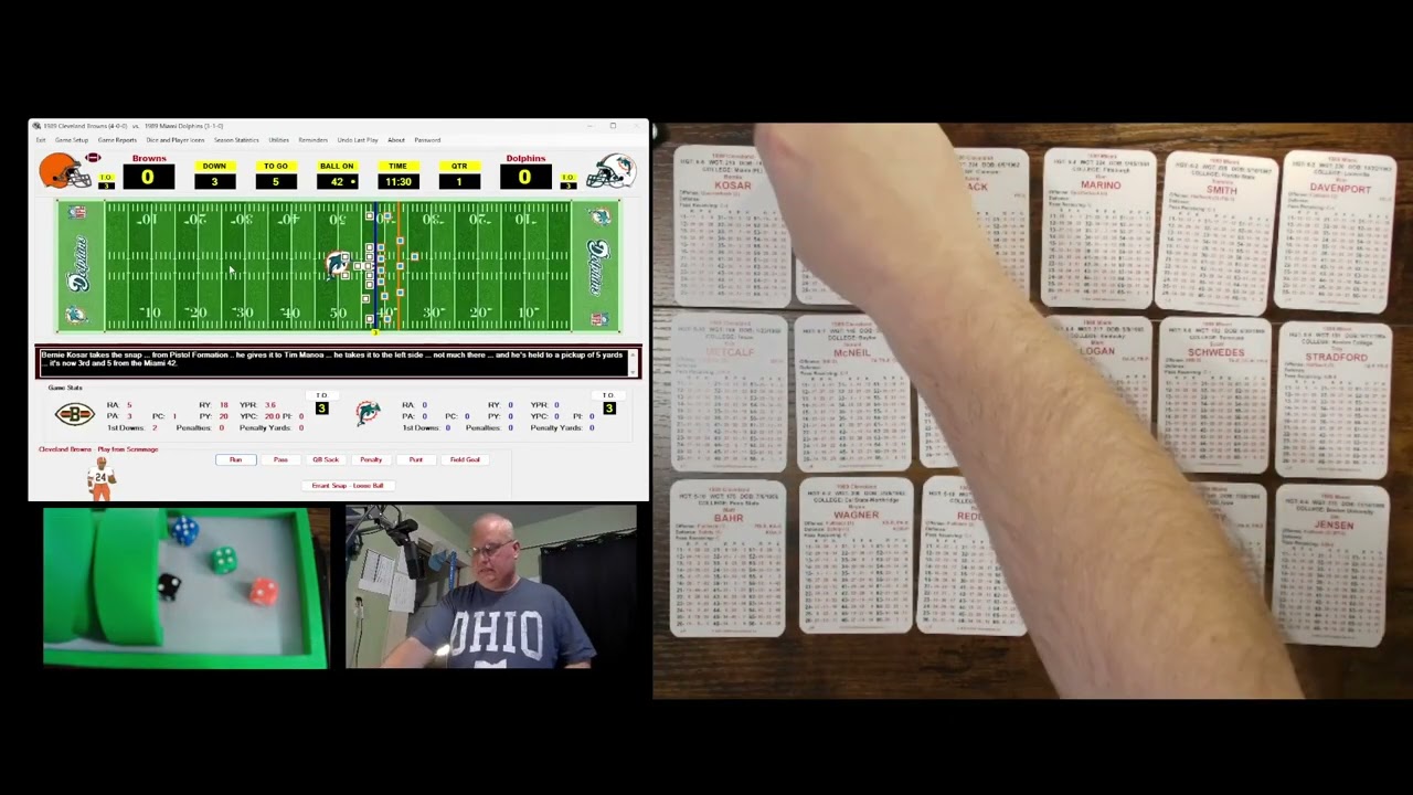APBA Football - 1989 - Week 5 - Browns at Dolphins - 1st Half (Mostly)