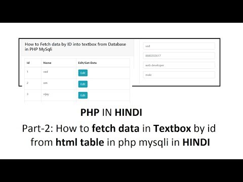 Learn Part B How to fetch data in Textbox by id from html table in php mysqli in hindi - Mind Luster