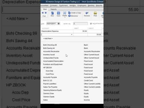 Recording Depreciation in Quickbooks