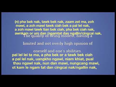 modesty meaning in English Ngawn