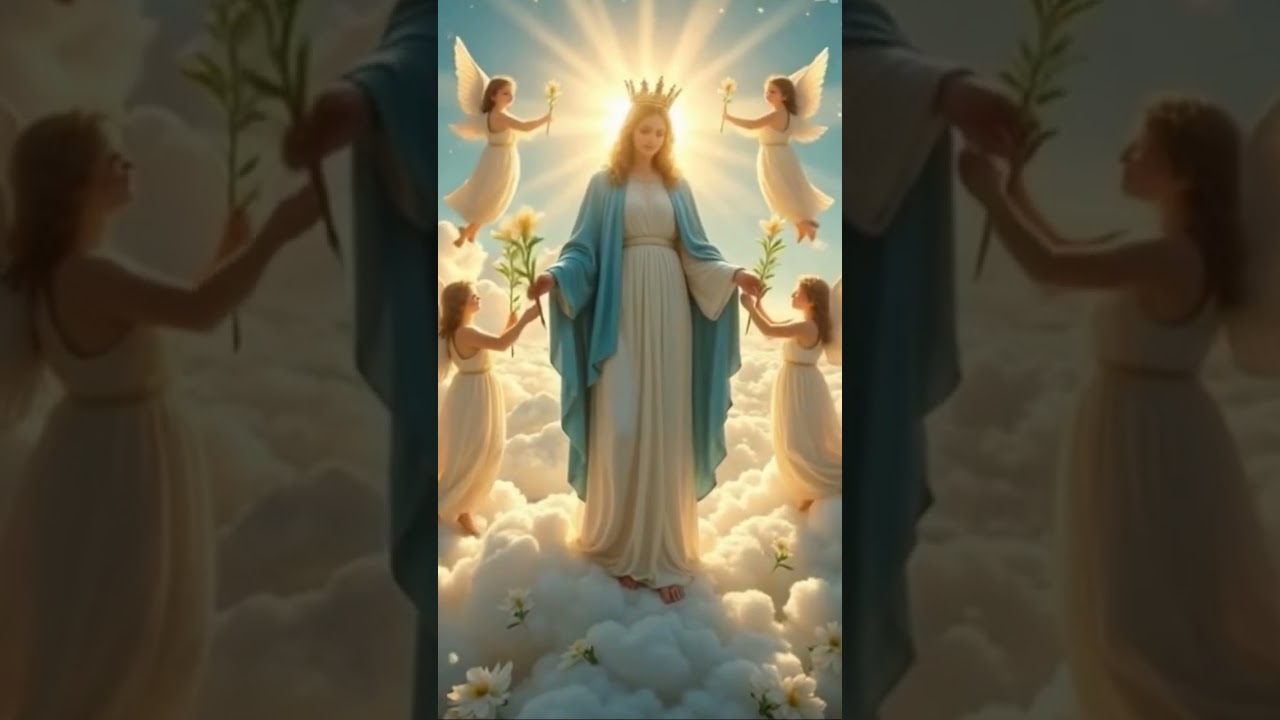 Virgin Mary Crowned Queen of Heaven Animation ✨🌸#love#holymother #jesuschrist#blessedvirgin#shorts