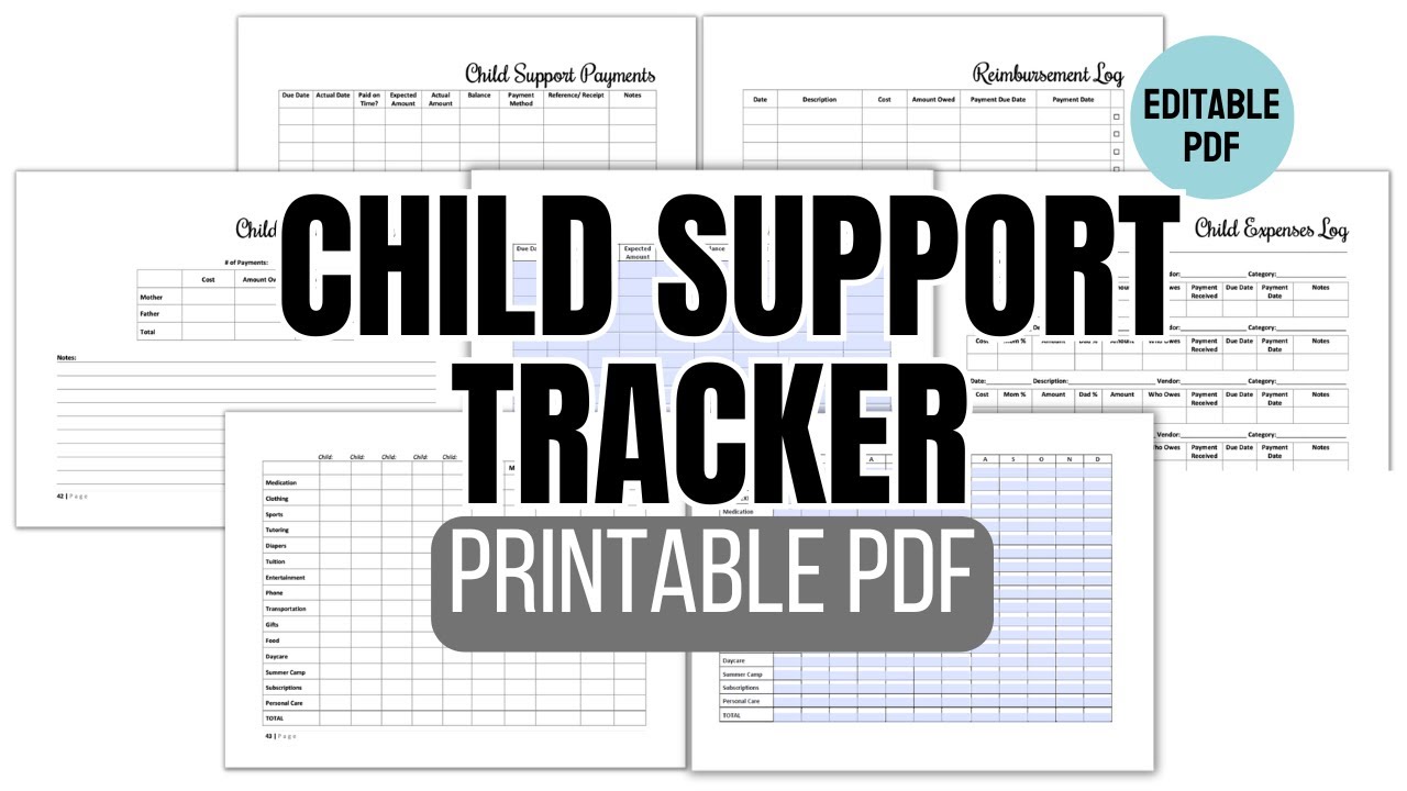 Child Support Tracker Printable PDF