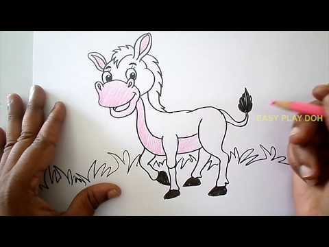 How to Draw a Donkey Easy Step by Step Method for Children – Learn ...