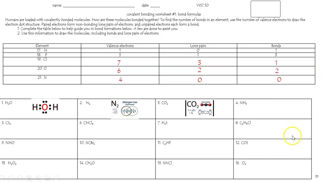 ws7.10 covalent bonding worksheet #1