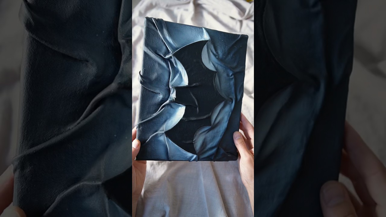 Batman art with draped plaster textured look 🦇🤩 #art #walldecor #plaster #batman #textured #diy