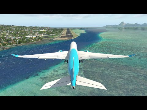 X-Plane 11.55 - Crosswinds Landing in Tahiti Faa'a Airport (PPT) FrenchBee A359