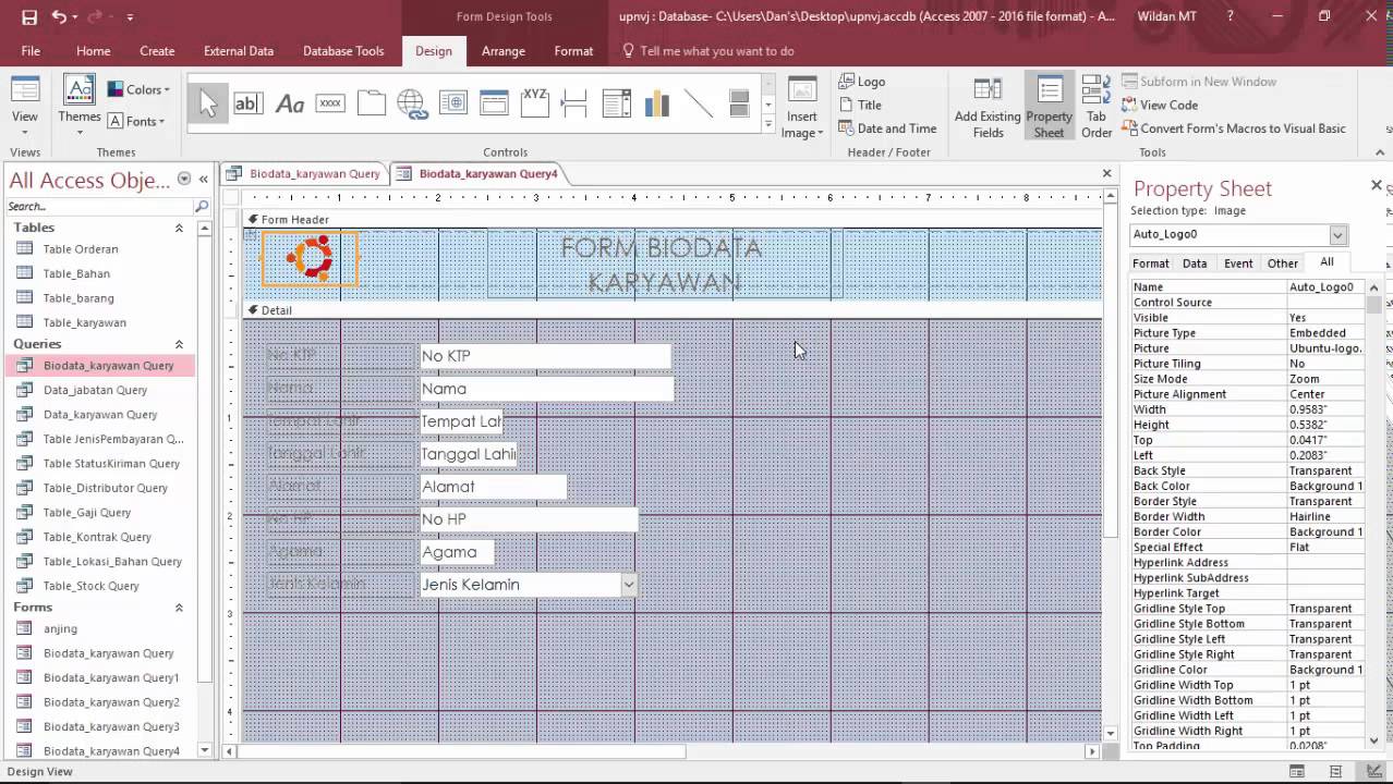 Tutorial : Cara Membuat Form dan Report Database dengan Ms. Access 2016   Download