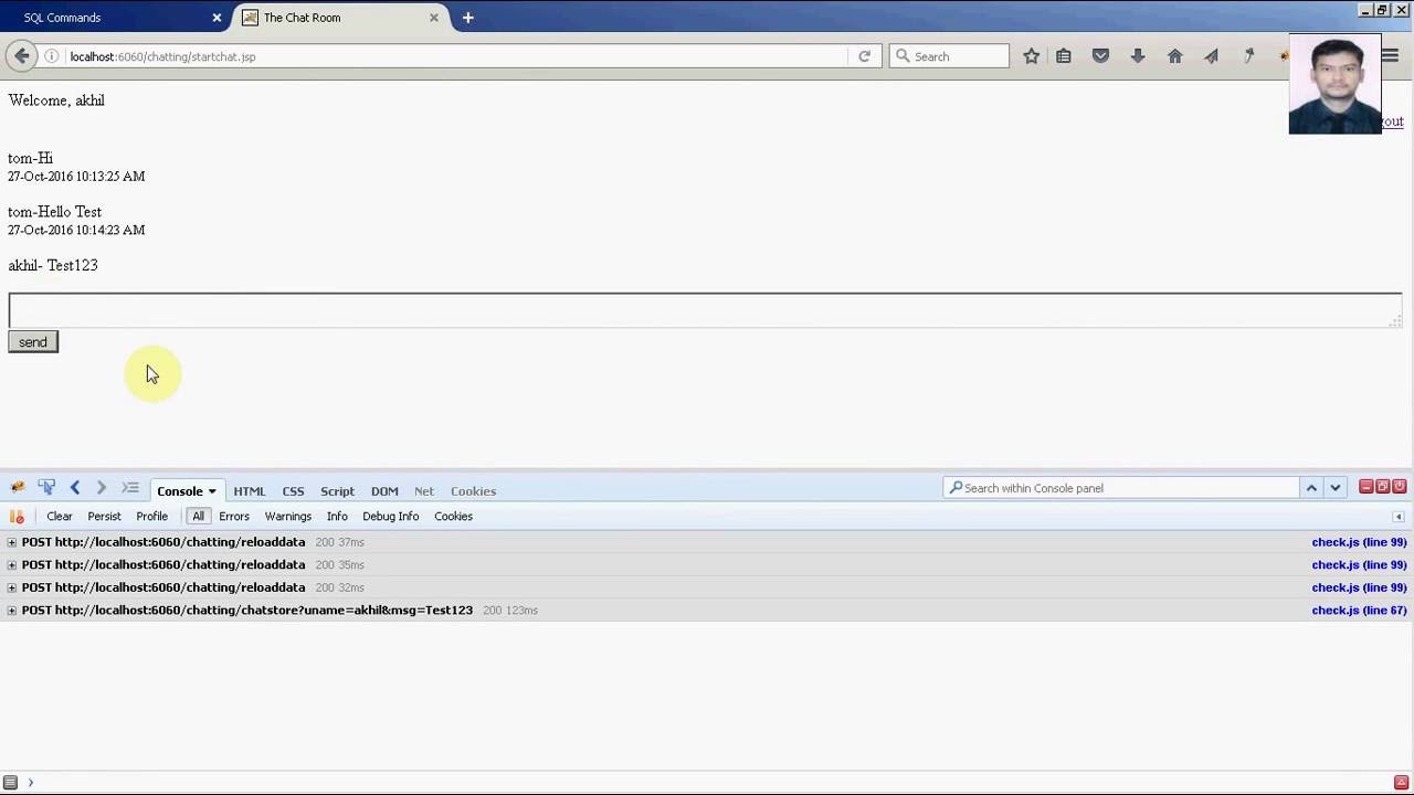 How to make simple web chat application using JAVA (Easy Way) (Step-12 ReloadData.java)