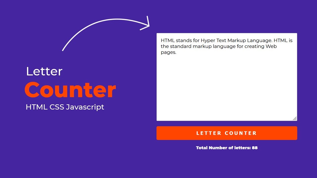 Letter or Character Counter using HTML CSS & JavaScript