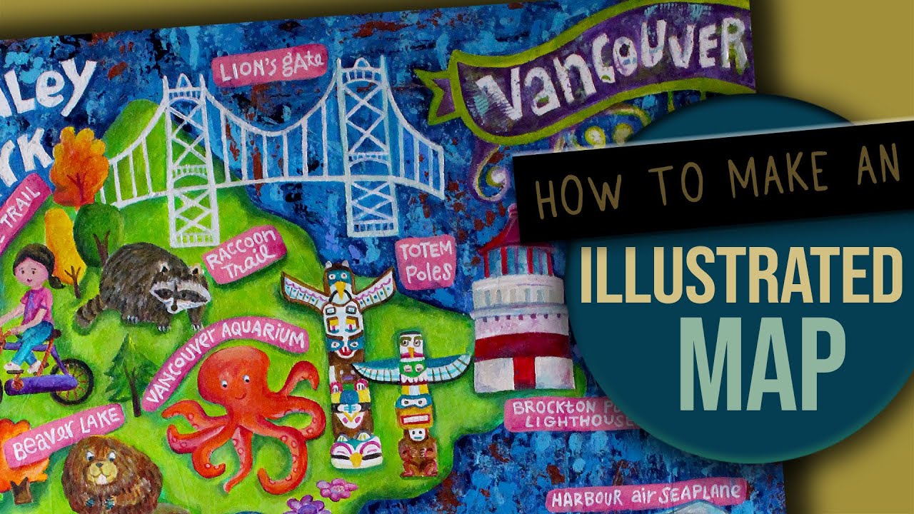 How to Make an Illustrated Map - MARK MAKING TECHNIQUES in ILLUSTRATION | Acrylic Painting on Canvas