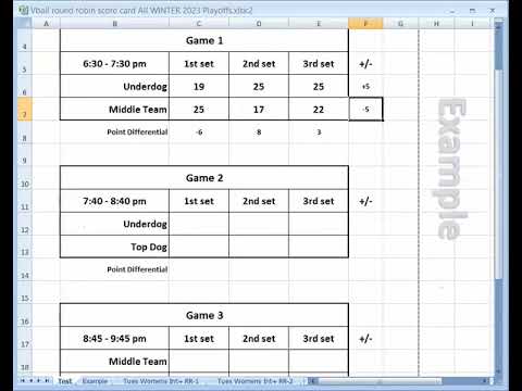 Mini-Round-Robin Playoff Scoresheet Tutorial