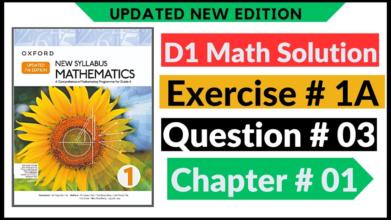 Exercise 1a Question no 3 D1 Maths New Updated Edition Oxford New Syllabus || Chapter 1 || Book 1