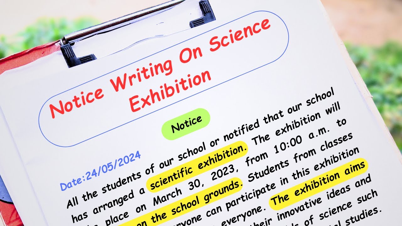 Notice writing on science exhibition in english | Science exhibition notice writing for school