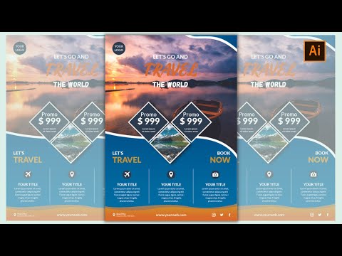 Travel Poster Design Ideas | Poster of Travel Agency | Illustrator Travel Poster Tutorial