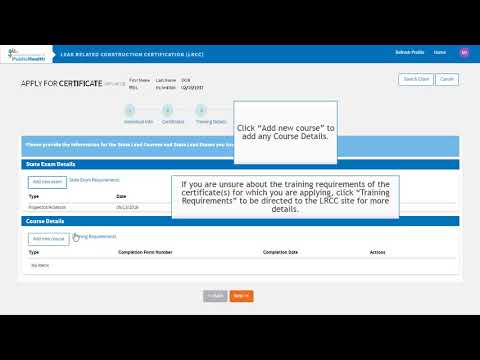 Lead Related Construction Certificate: Apply for a New Certificate