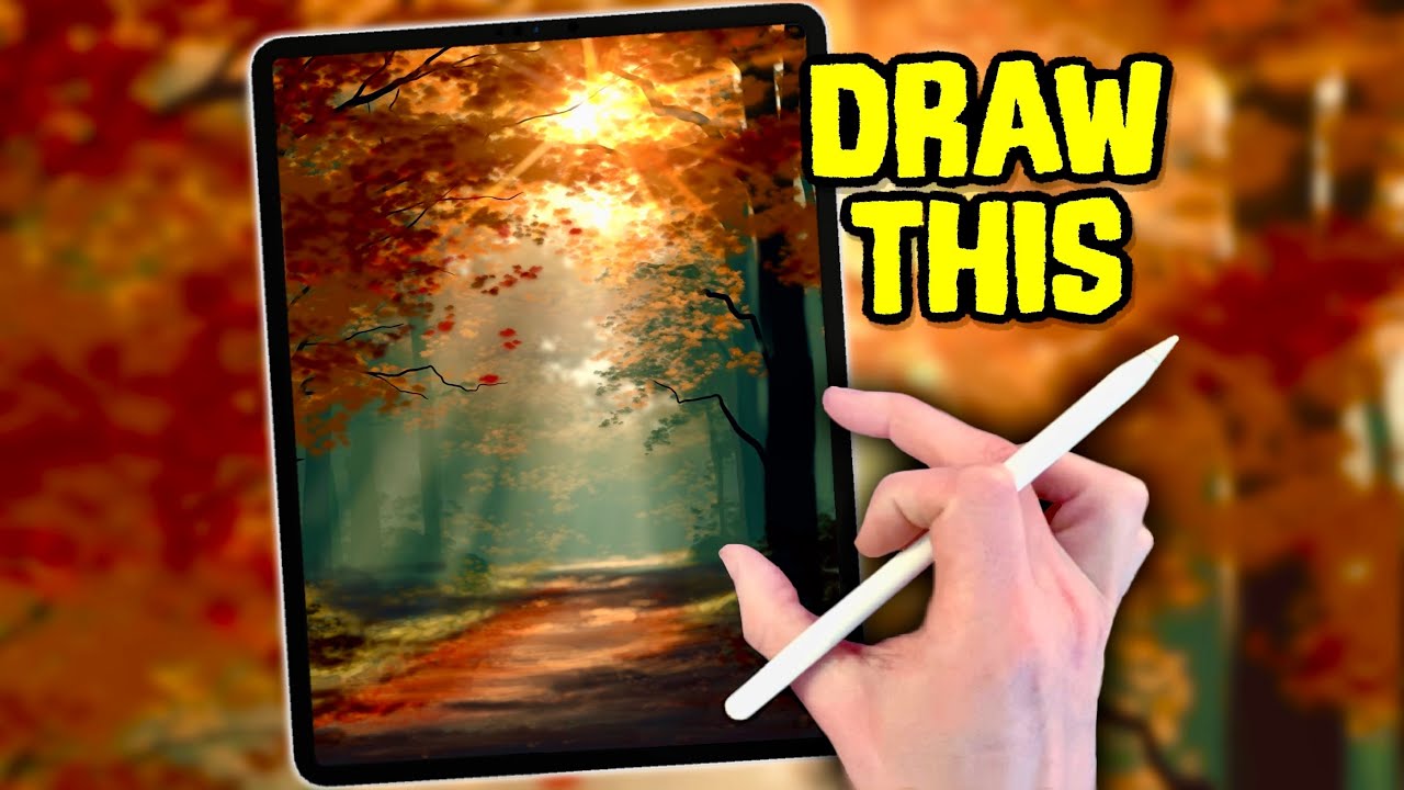 PROCREATE EASY Landscape Drawing Tutorial - Fall AUTUMN Path