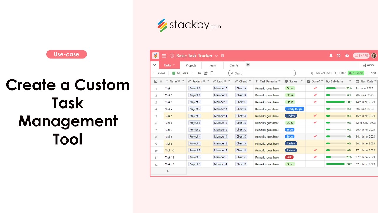 Create Custom Task Management Tool | Stackby Use-case