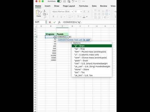 Excel: Convert Kilograms to Pounds with ONE FUNCTION
