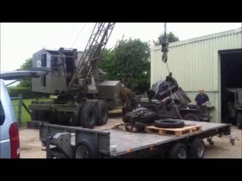 1944 Quickway crane working, lifting CCKW engines.