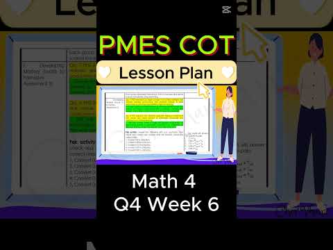 PMES COT Lesson Plan in Math 4 Q4 Week 6 with complete Indicators