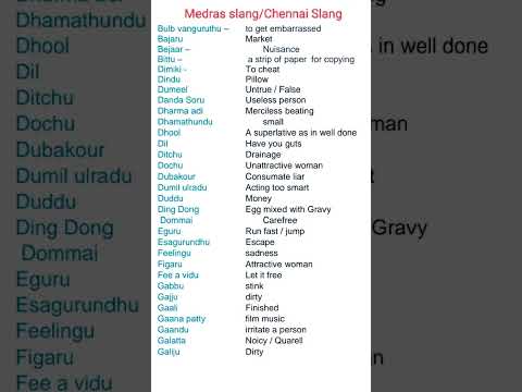 Chennai slang/medras slang