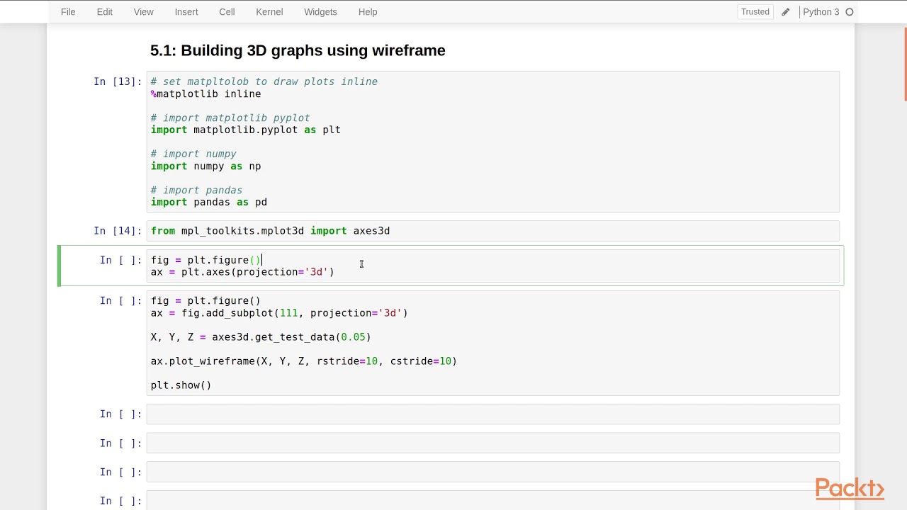 Data Visualization Recipes with Python & Matplotlib3:Build 3D Graphs Using Wireframe | packtpub.com