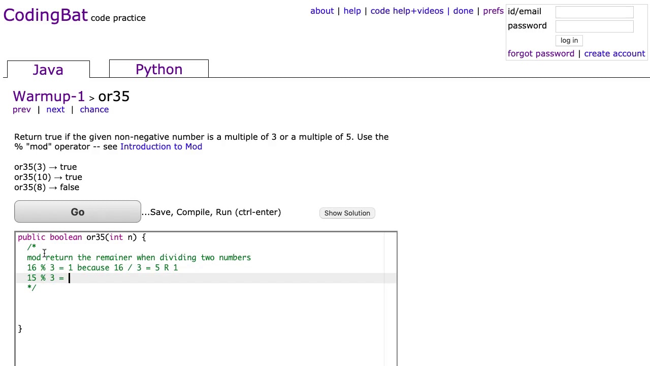 Codingbat - or35 (Java)