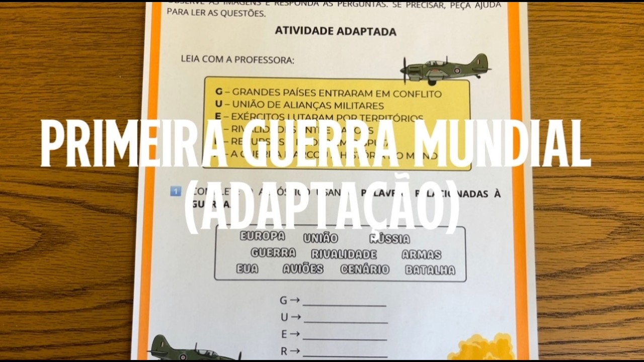 Primeira Guerra Mundial – Atividade Adaptada de História (PDF)