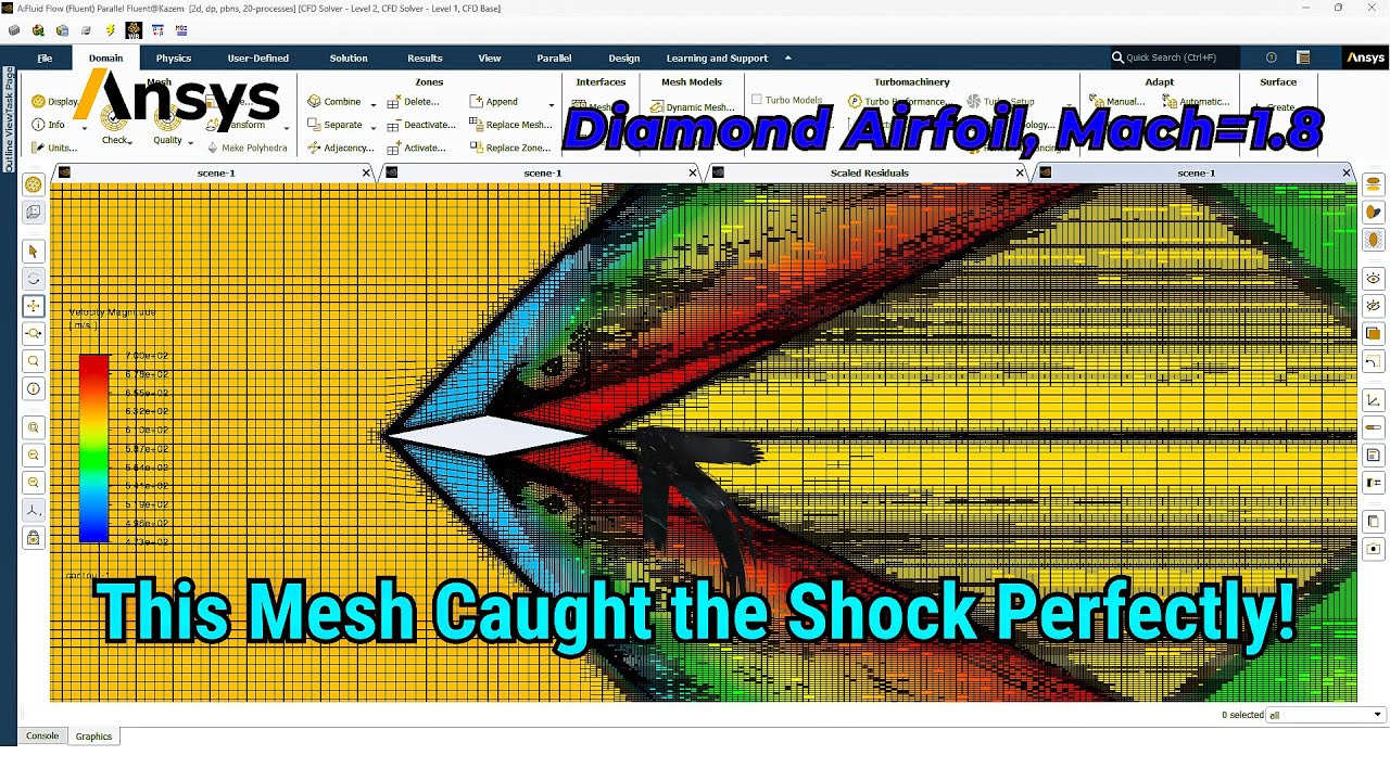 Supersonic Flow Over a Diamond Airfoil (Mach 1.8) | Shock Wave Simulation in ANSYS Fluent