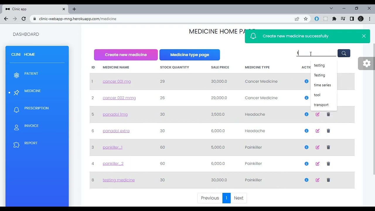 Clinic management Django application demo