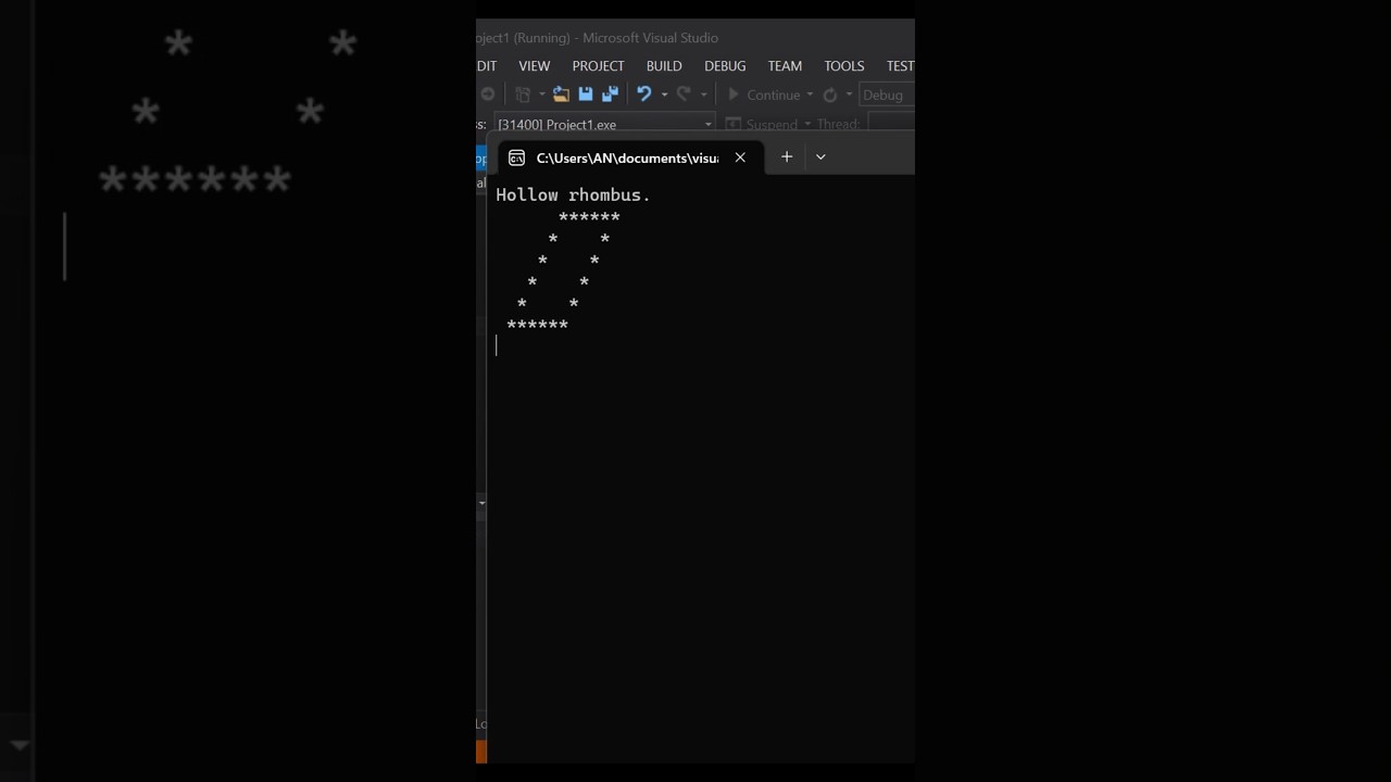 C++ : Printing Pattern (Hollow Rhombus) #shorts #youtubeshorts