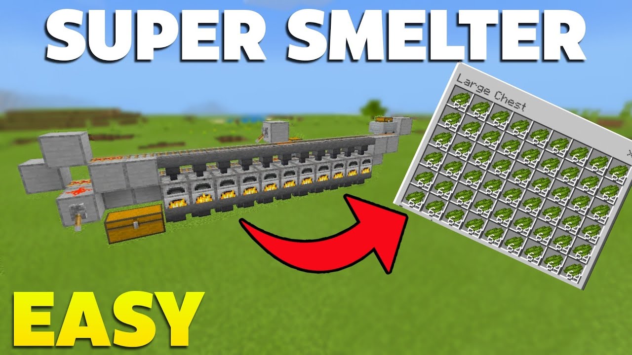 Easy and FAST Super Smelter Tutorial In Minecraft Bedrock 1.17 (mcpe ...