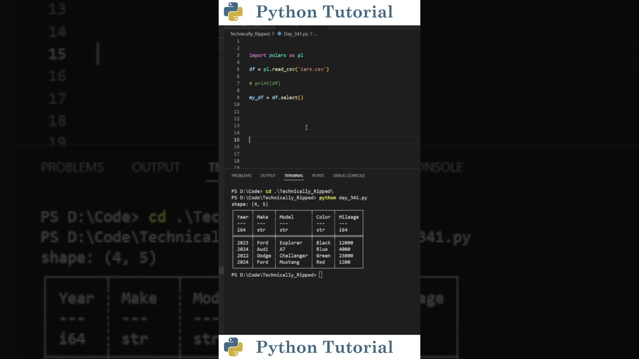 Select Columns From Polars Dataframe | Python Tutorial