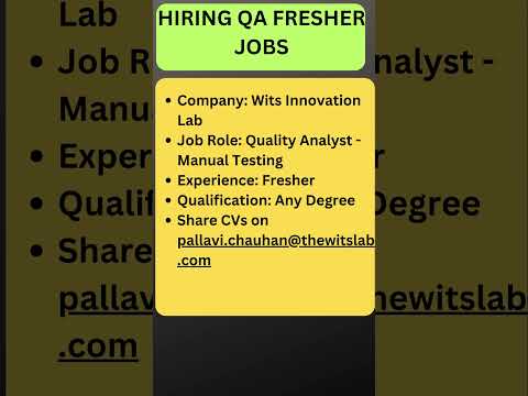 Testing Jobs | QA Fresher Jobs #rdautomationlearning