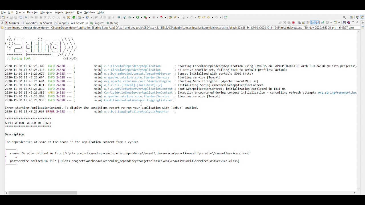 How to resolve Circular/Cyclic Dependency in Spring Framework.