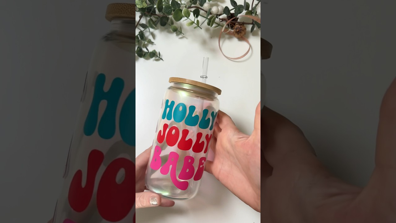 Create a Christmas glass, like Sarah, with our FREE Holiday SVG Mega Bundle! 🎄#cfchristmasinjuly