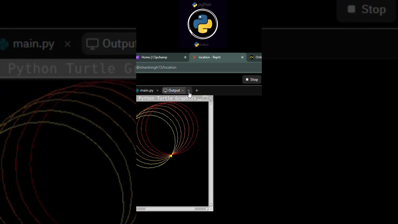 🐢 Python Turtle Graphics: Creating a Colorful Spiral Artwork #viral #coding #pythontricks
